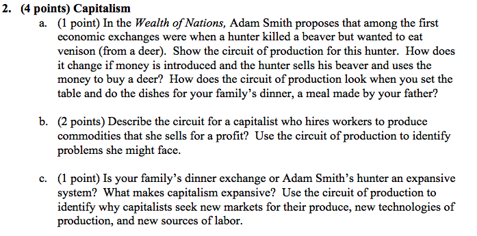 Solved 2. (4 points) Capitalism (1 point) In the Wealth of | Chegg.com
