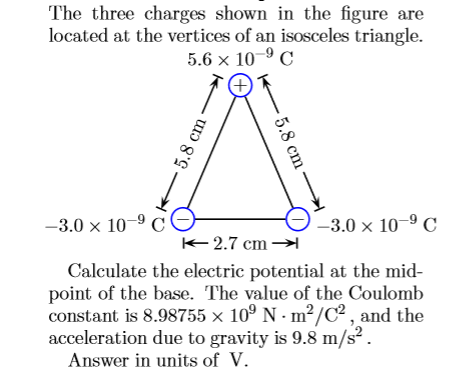 Solved The three charges shown in the figure are located at | Chegg.com