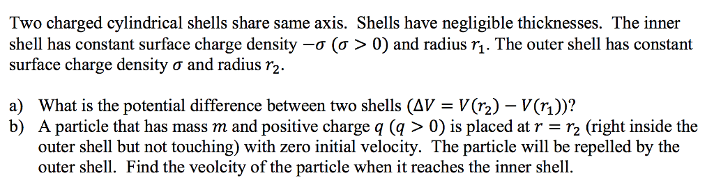 Solved Two charged cylindrical shells share same axis. | Chegg.com