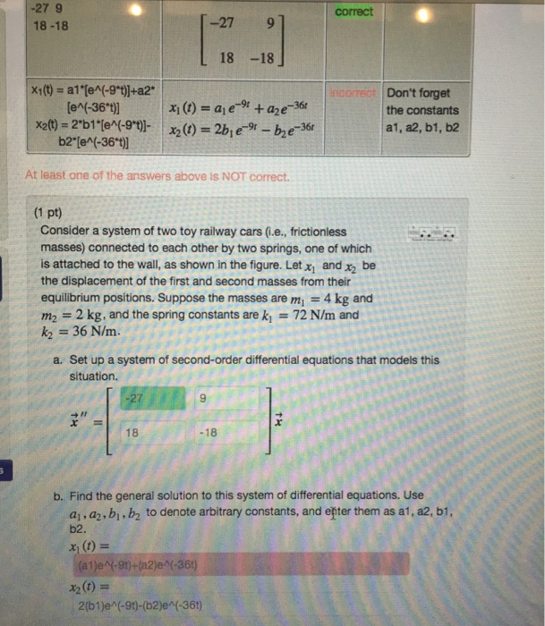 Solved -27 9 correct -27 9 18-18 18 18 Don't forget -36t aye | Chegg.com
