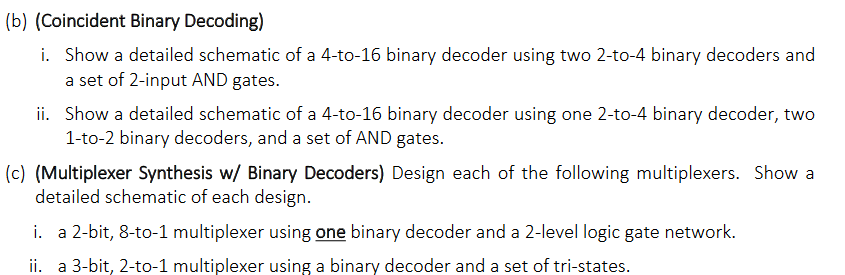 Solved (b) (Coincident Binary Decoding) i. Show a detailed | Chegg.com