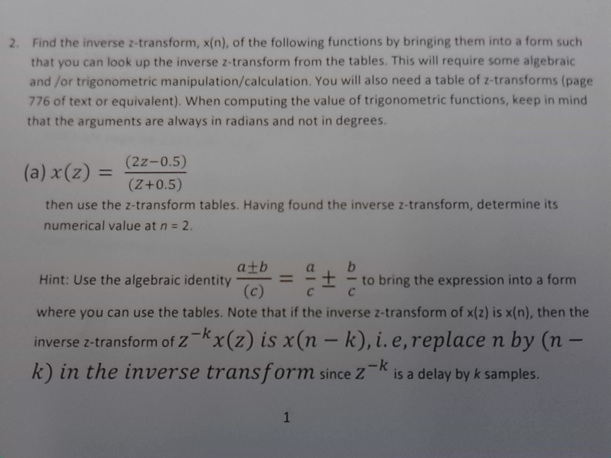 Using Z Transform Tables Page 776 Of Text Or