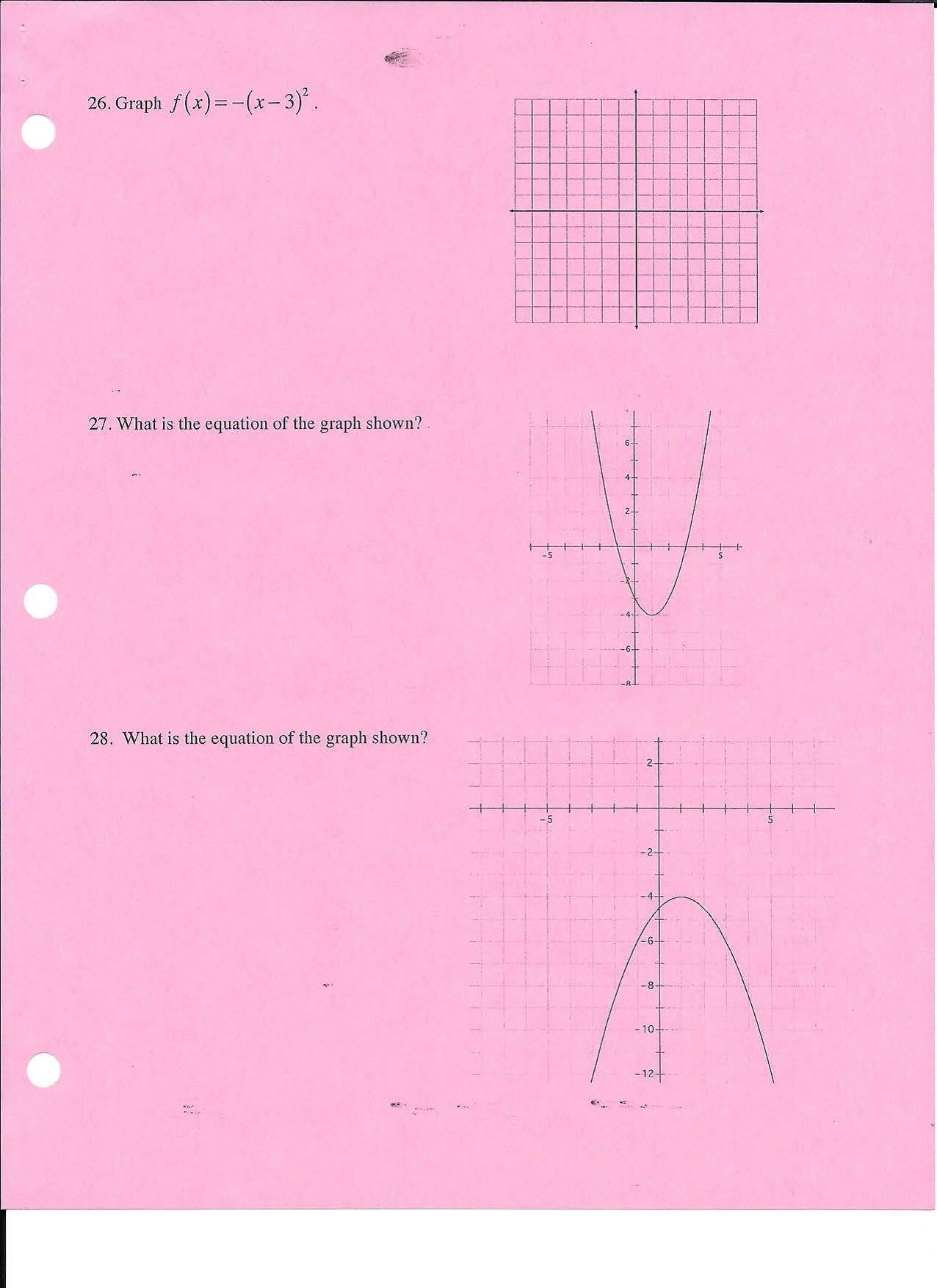 Solved Graph f(x) = -(x - 3)2. What is the equation of the | Chegg.com