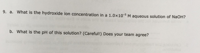 Solved What is the hydroxide ion concentration in a | Chegg.com
