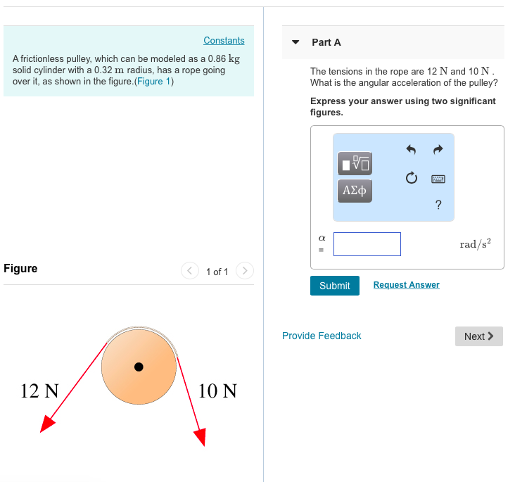 Solved Constants Part A A frictionless pulley, which can | Chegg.com