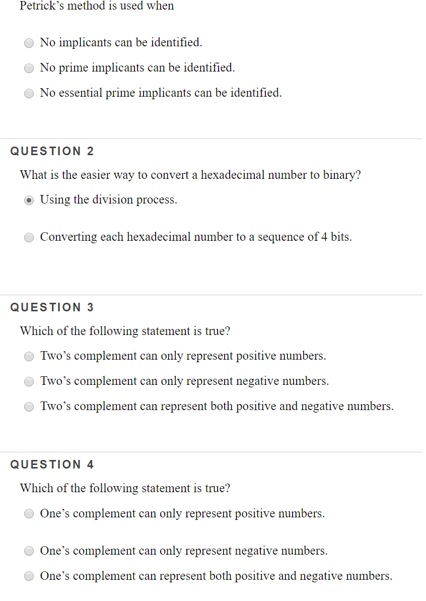 Solved Petrick's method is used when No implicants can be | Chegg.com