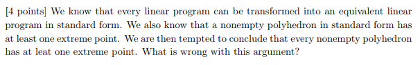 Solved [4 points] We know that every linear program can be | Chegg.com