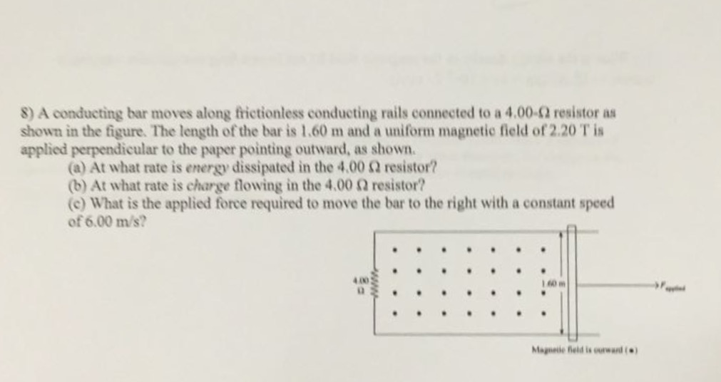 Solved A conducting bar moves along frictionless conducting | Chegg.com