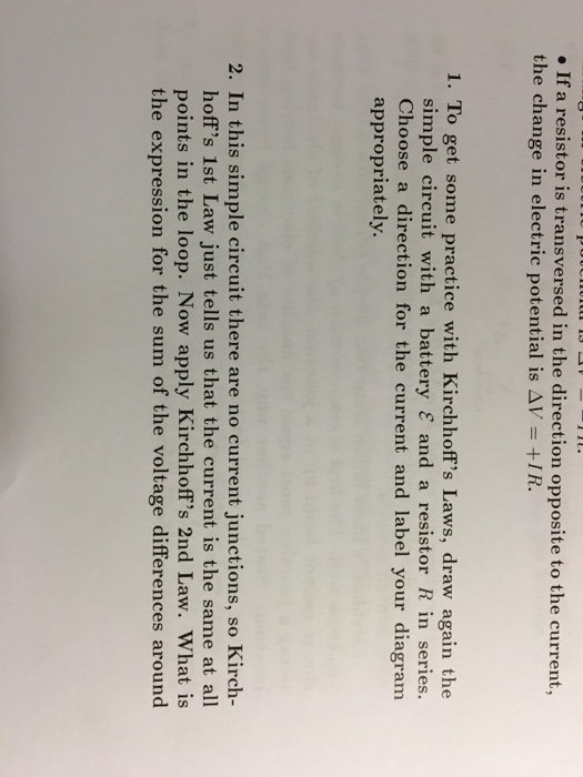 Solved .If a resistor is transversed in the direction | Chegg.com