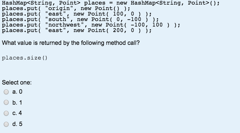 Solved What value is returned by the following method call? | Chegg.com