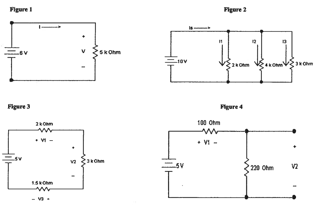 Solved Figure 1 6 V Figure 3 2 kOhm V1 5 V 1.5 kohm MM V 5 k | Chegg.com
