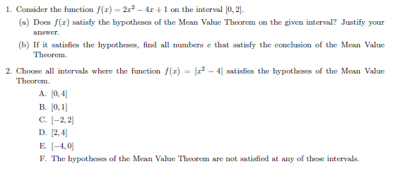Solved Consider the function f(x) = 2x^2 - 4x + 1 on the | Chegg.com