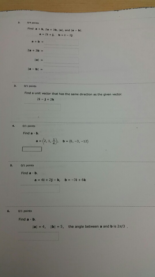 Solved Find a + b, 2a + 3b, |a|, and |a - b|. a = 2i + j, b | Chegg.com
