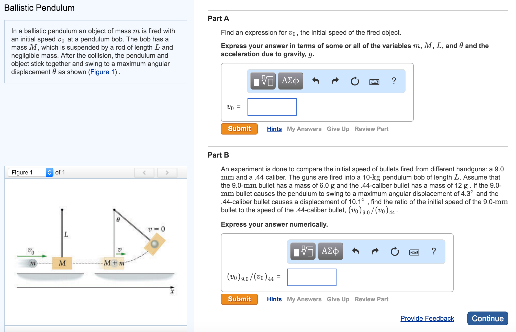 Solved In a ballistic pendulum an object of mass m is fired | Chegg.com