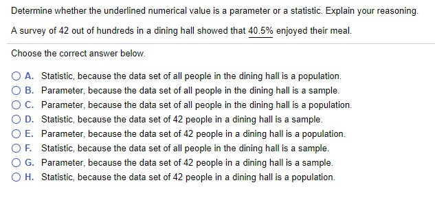 Solved Determine whether the underlined numerical value is a | Chegg.com