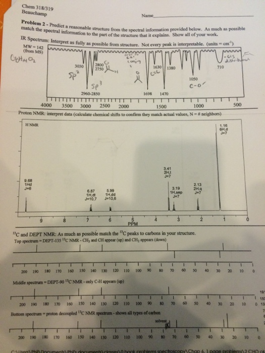 Solved Predict a reasonable structure from the spectral | Chegg.com