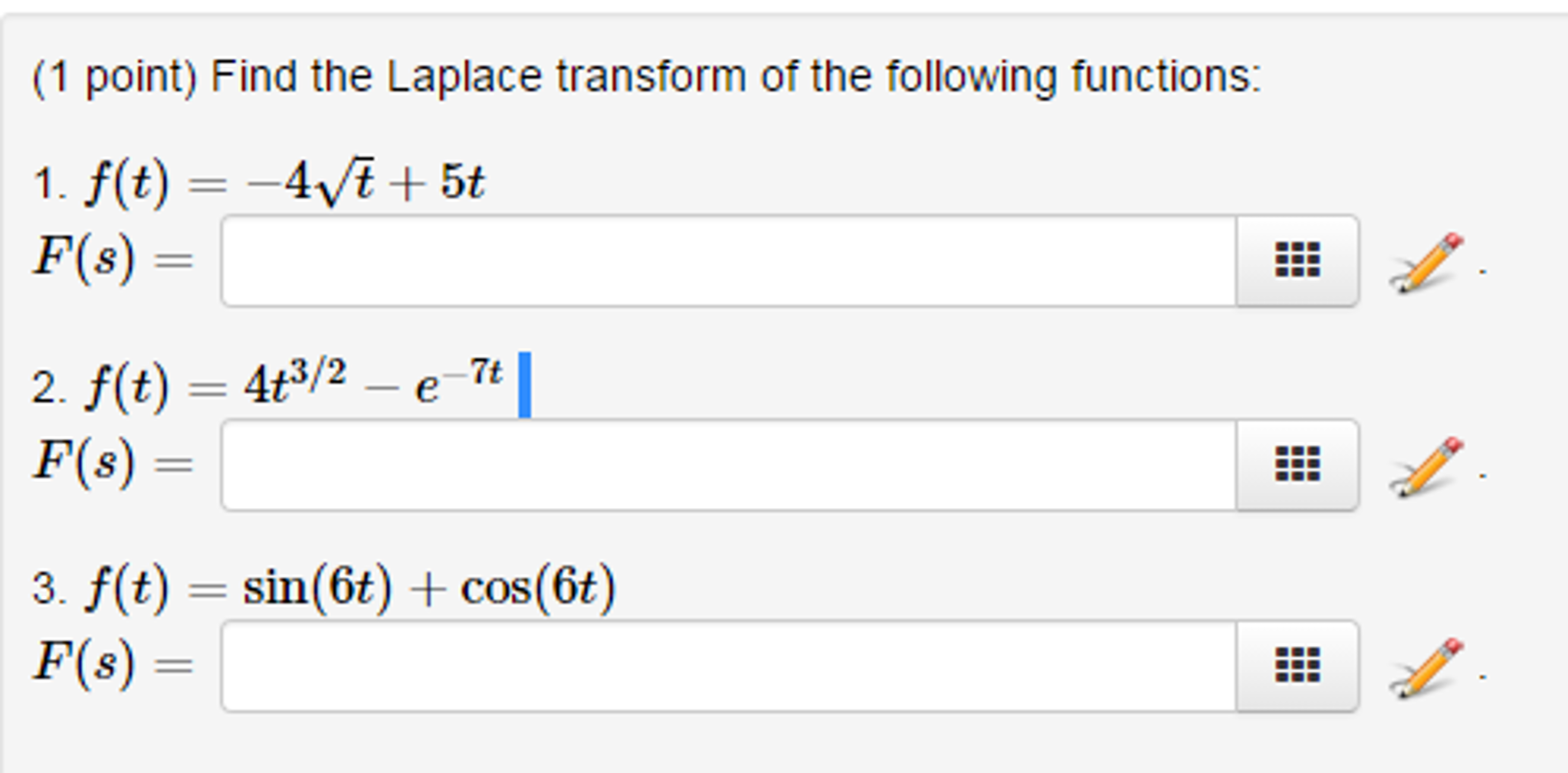 Solved Find the Laplace transform of the following | Chegg.com