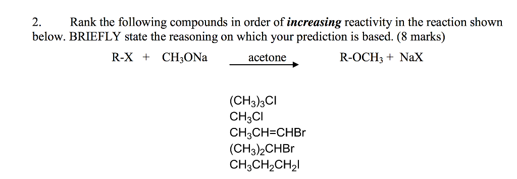 Solved Rank the following compounds in order of increasing | Chegg.com
