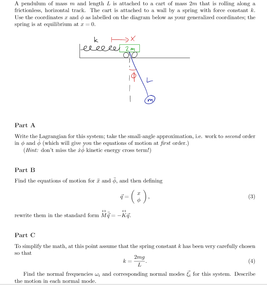 Solved A pendulum of mass m and length L is attached to a | Chegg.com