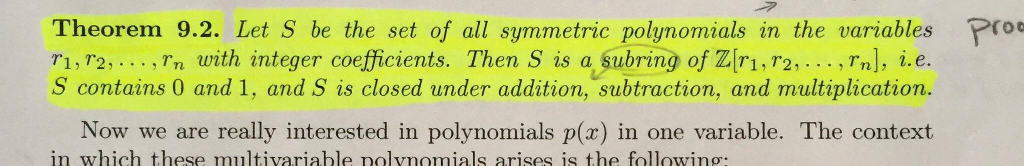 Solved Let S be the set of all symmetric polynomials in the | Chegg.com