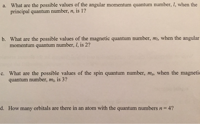 Solved A What Are The Possible Values Of The Angular