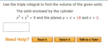 Solved Use the triple integral to find the volume of the | Chegg.com