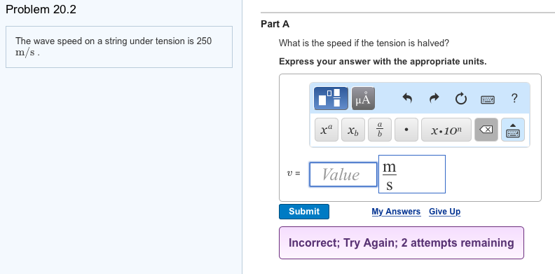 Solved The wave speed on a string under tension is 250 m/s. | Chegg.com