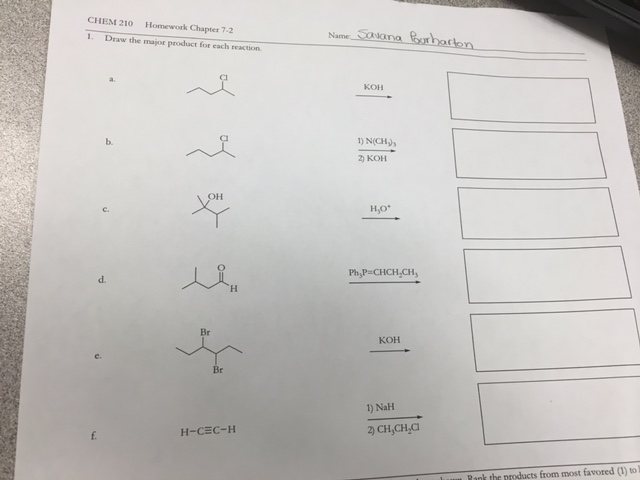 Solved Draw the major product for each reaction. | Chegg.com