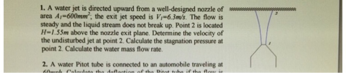 Solved 1. A water jet is directed upward from a | Chegg.com