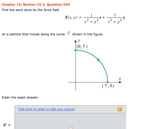 Solved Find the work done by the force field F(x,y)=1 / x2 | Chegg.com