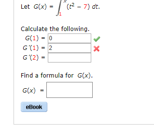 Solved Let G(x) Calculate the following. G(1)0 G.(1) = 2 | Chegg.com