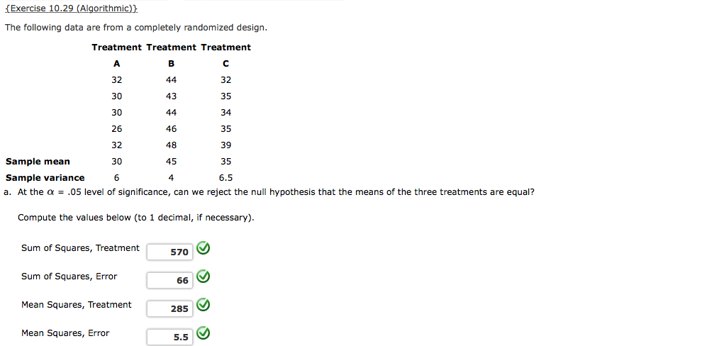 Solved The following data are from a completely randomized | Chegg.com