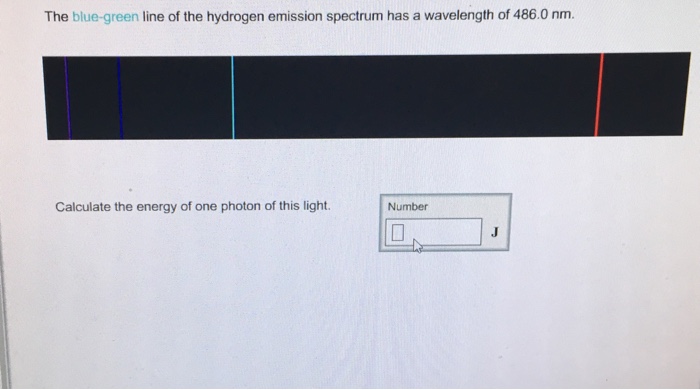 Solved The blue-green line of the hydrogen emission spectrum | Chegg.com