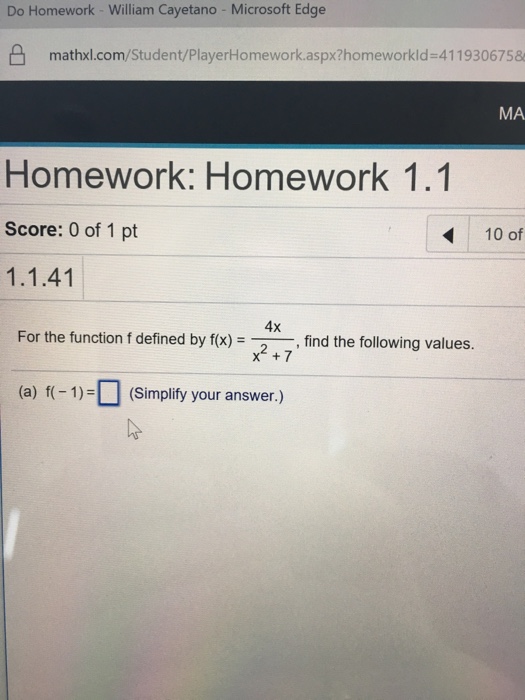 Solved For the function f defined by f(x) =4x/x^2 + 7, find | Chegg.com
