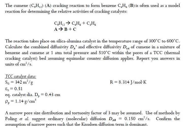 The cumene (CHi2) (A) cracking reaction to form | Chegg.com