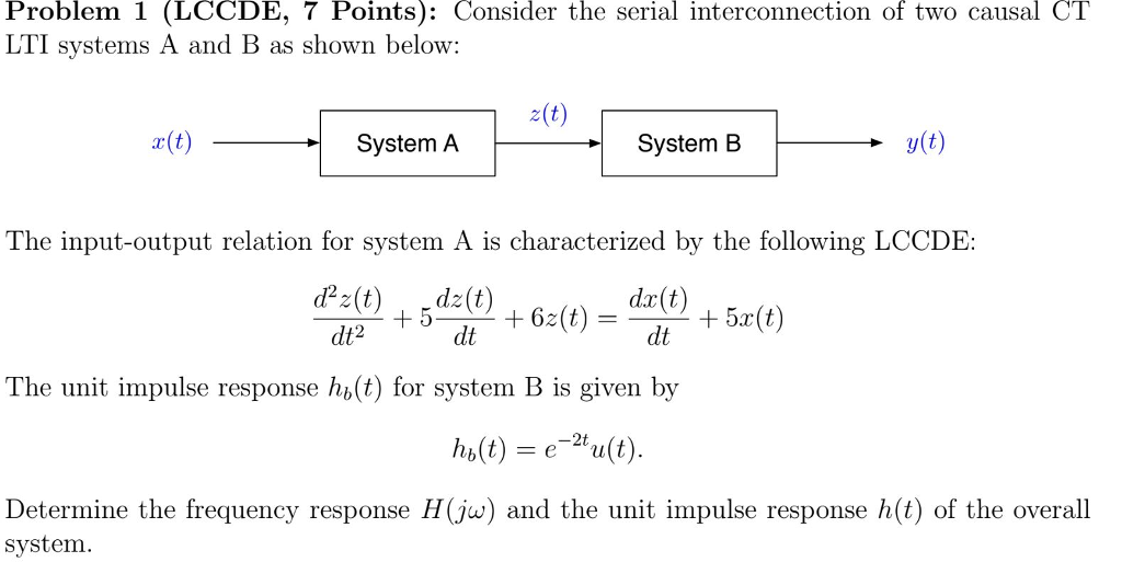 Solved Problem 1 (LCCDE, 7 Points): Consider the serial | Chegg.com