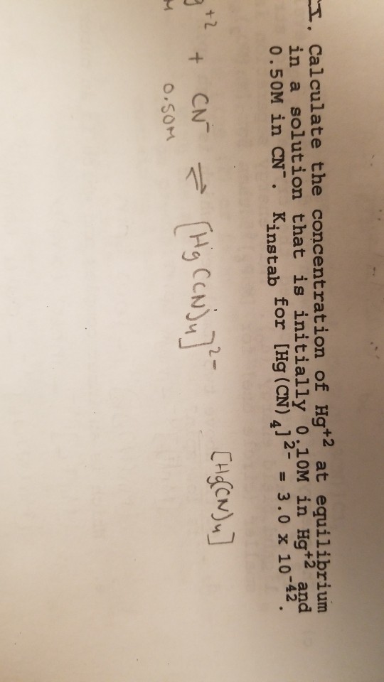 Solved ·Calculate the concentration of Hg+2 at equilibrium | Chegg.com