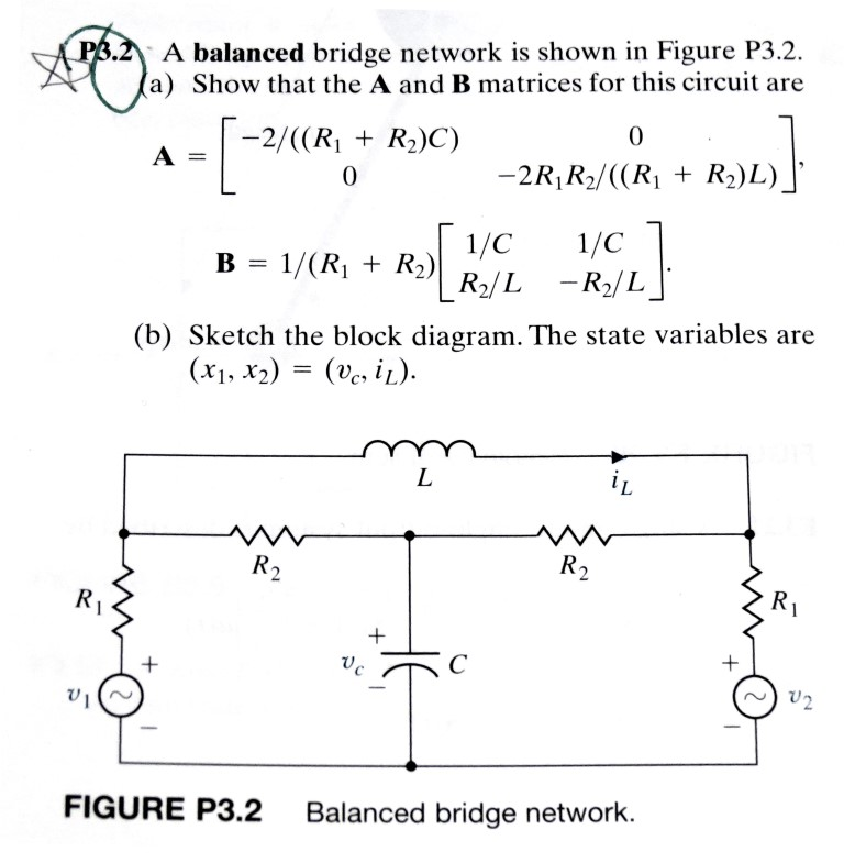 Solved A balanced bridge network is shown in Figure P3.2. | Chegg.com