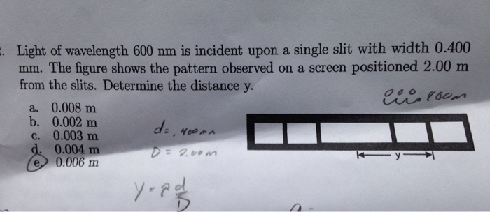 Solved Light of wavelength 600 nm is incident upon a single | Chegg.com