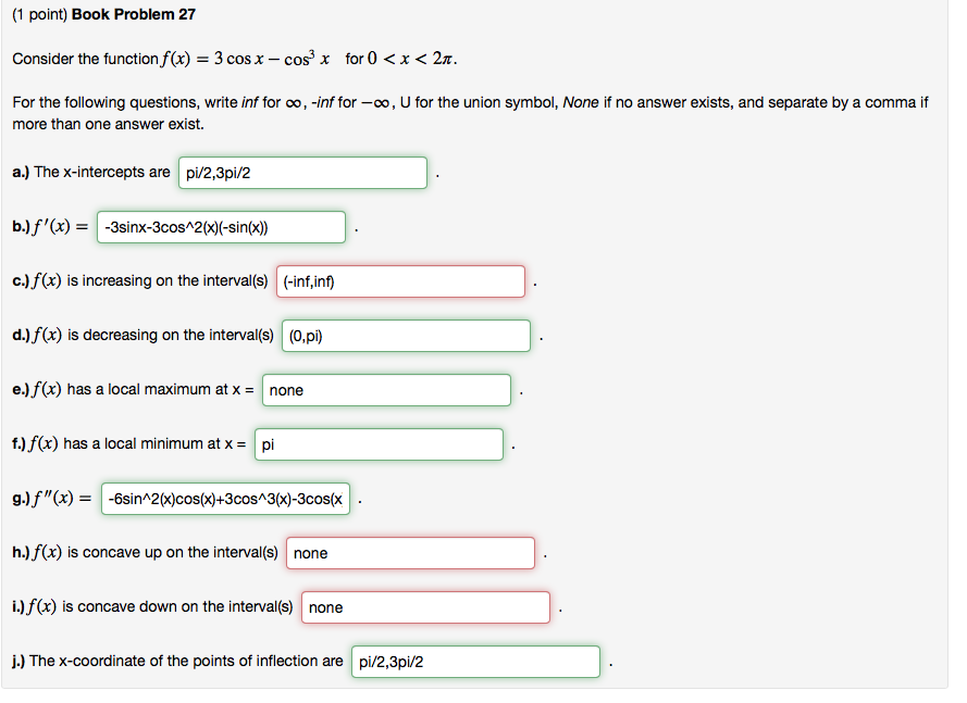 Solved Consider the function f(x) = 3 cos x - cos^3 x for 0 | Chegg.com
