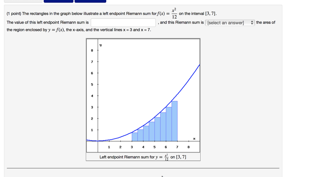 Solved ( The value of this left endpoint Riemann sum is the | Chegg.com