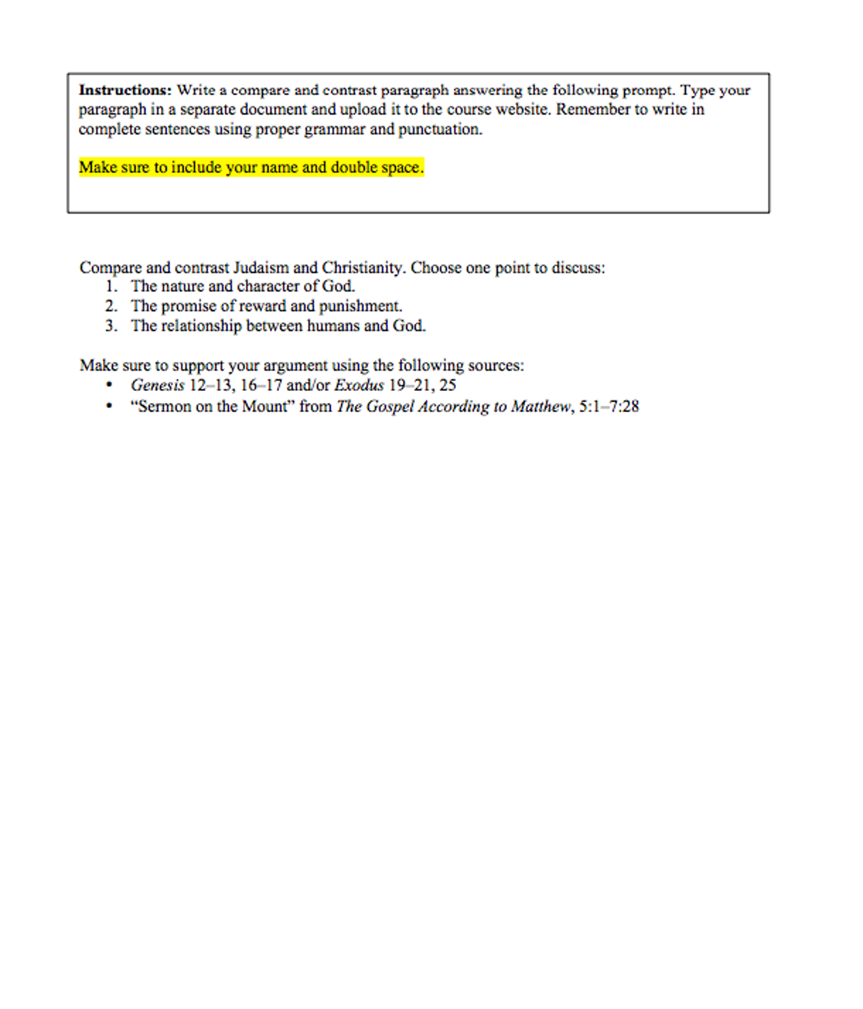 Solved Primary Source Comparison Paragraph 2-Judaism | Chegg.com