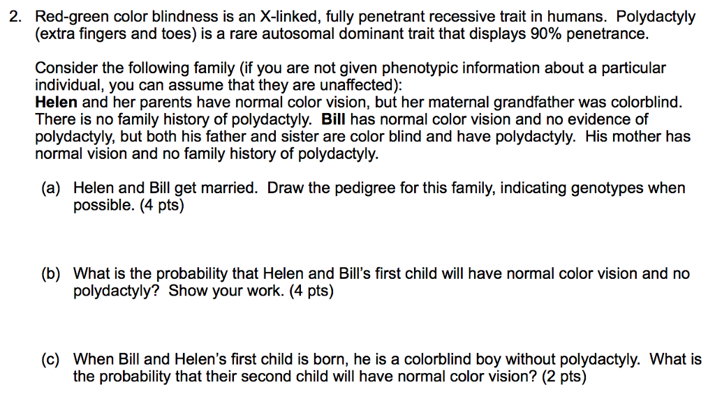 Solved Red-green color blindness is an X-linked, fully | Chegg.com