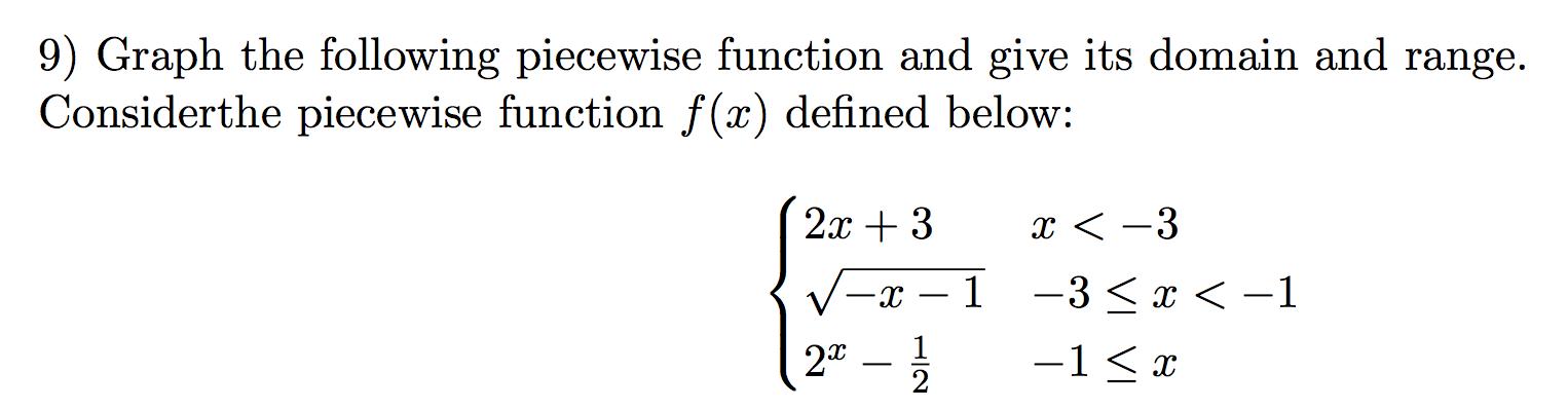 Solved Graph the following piecewise function and give its | Chegg.com