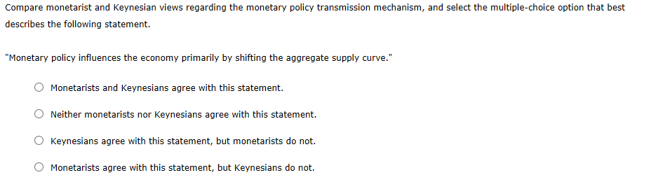 Solved 5. The monetarist transmission mechanism Suppose | Chegg.com Solved 5. The monetarist transmission mechanism Suppose | Chegg.com