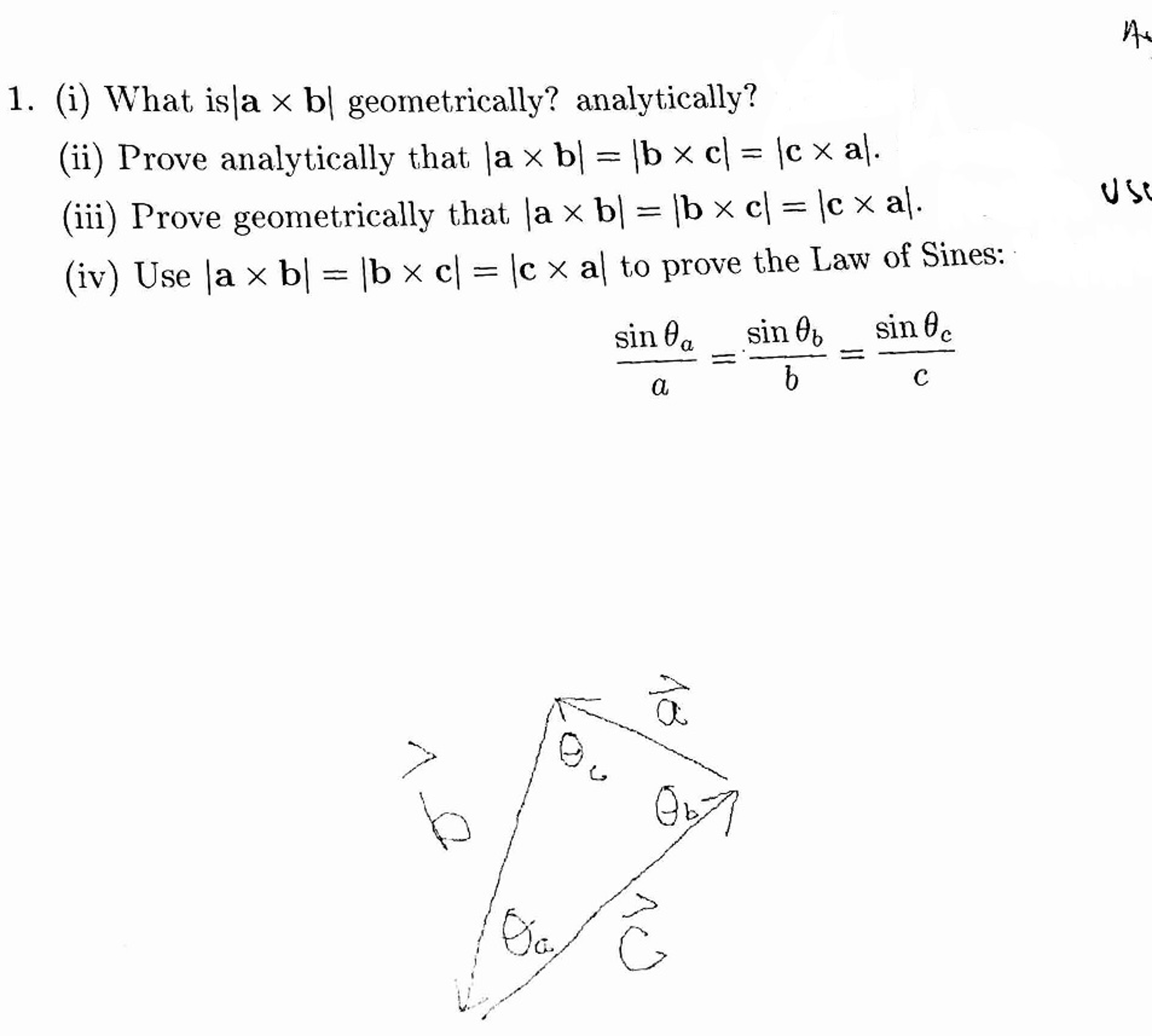 Solved What is |a times b| geometrically? Analytically? | Chegg.com