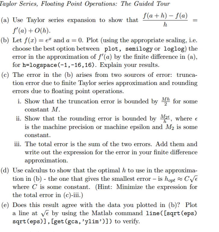 Taylor Series, Floating Point Operations: The Guided | Chegg.com