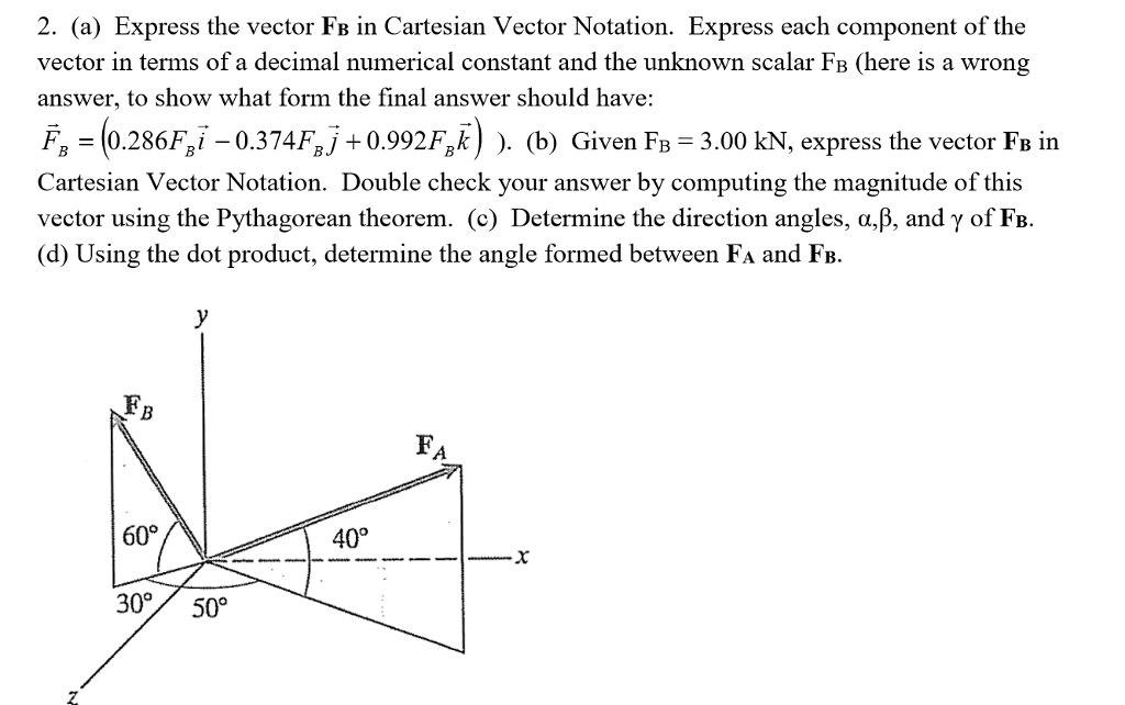 Solved 2. (a) Express the vector FB in Cartesian Vector | Chegg.com