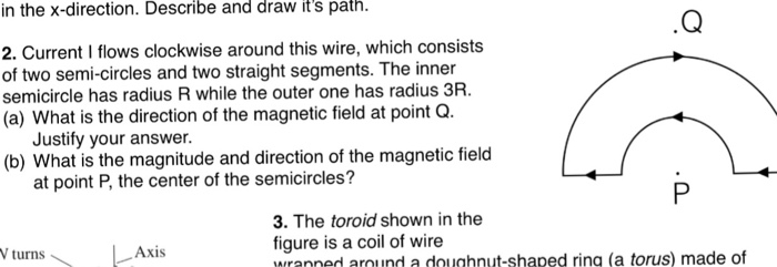 Solved 2. Current I flows clockwise around this wire, which | Chegg.com