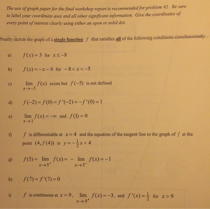 Solved The use of graph paper for the final workshop report | Chegg.com